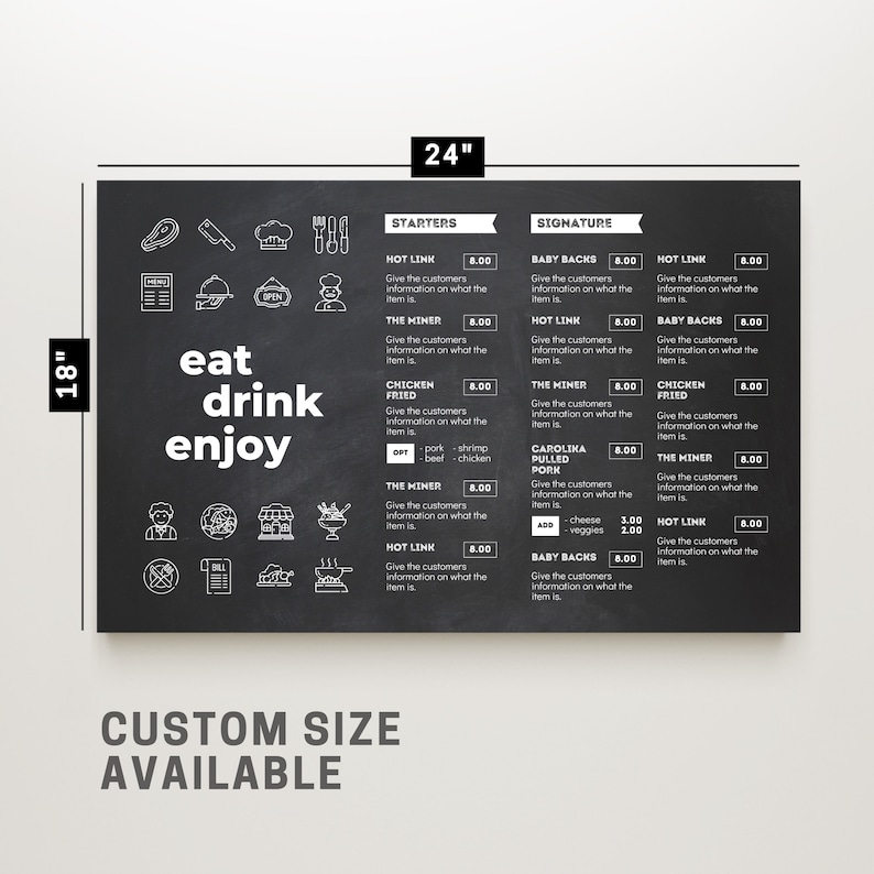 DIY Menu Board Template Digital Menu Board Template Menu Board for ...
