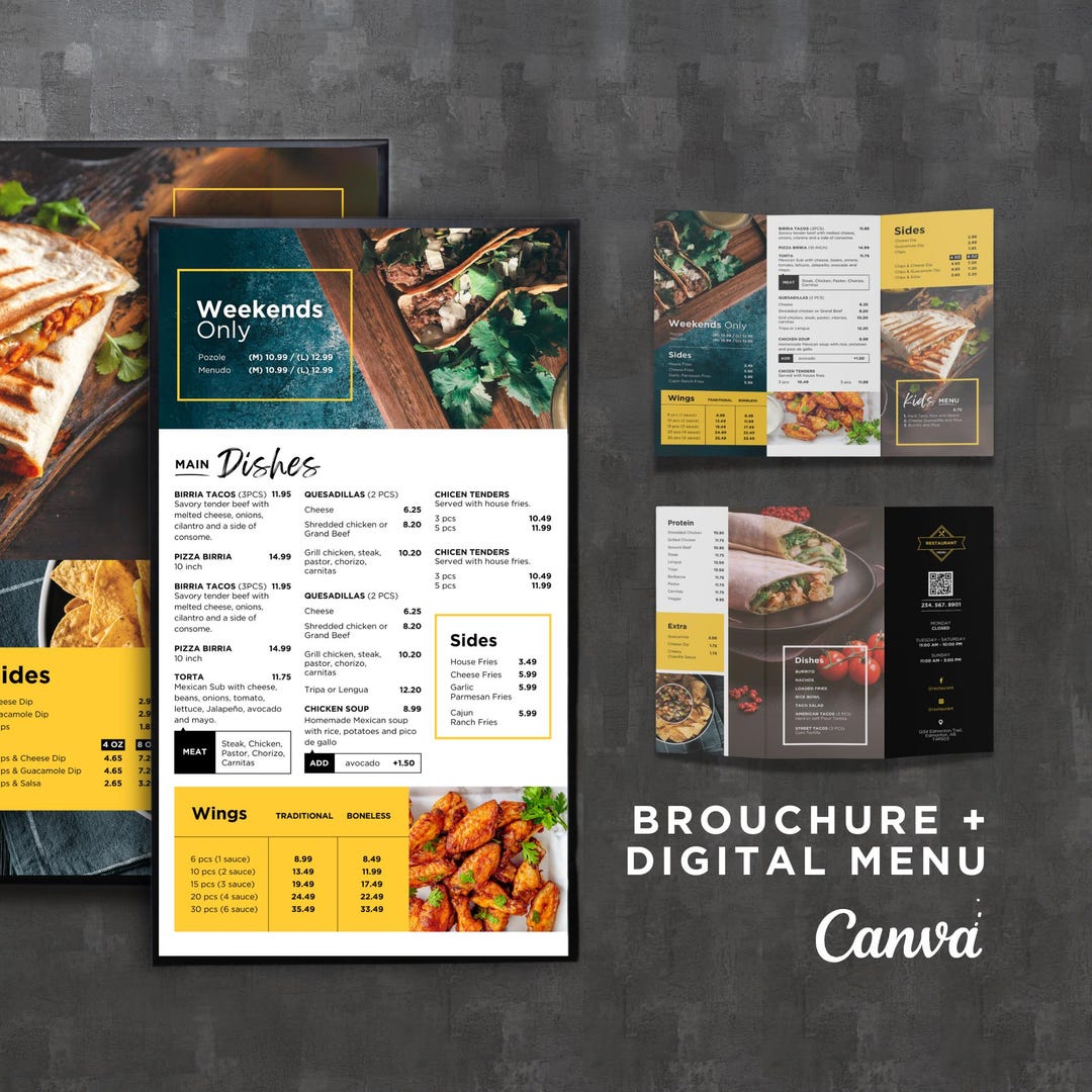 DIY Mexican Static TV Editable Digital Menu Board Screen Takeout ...