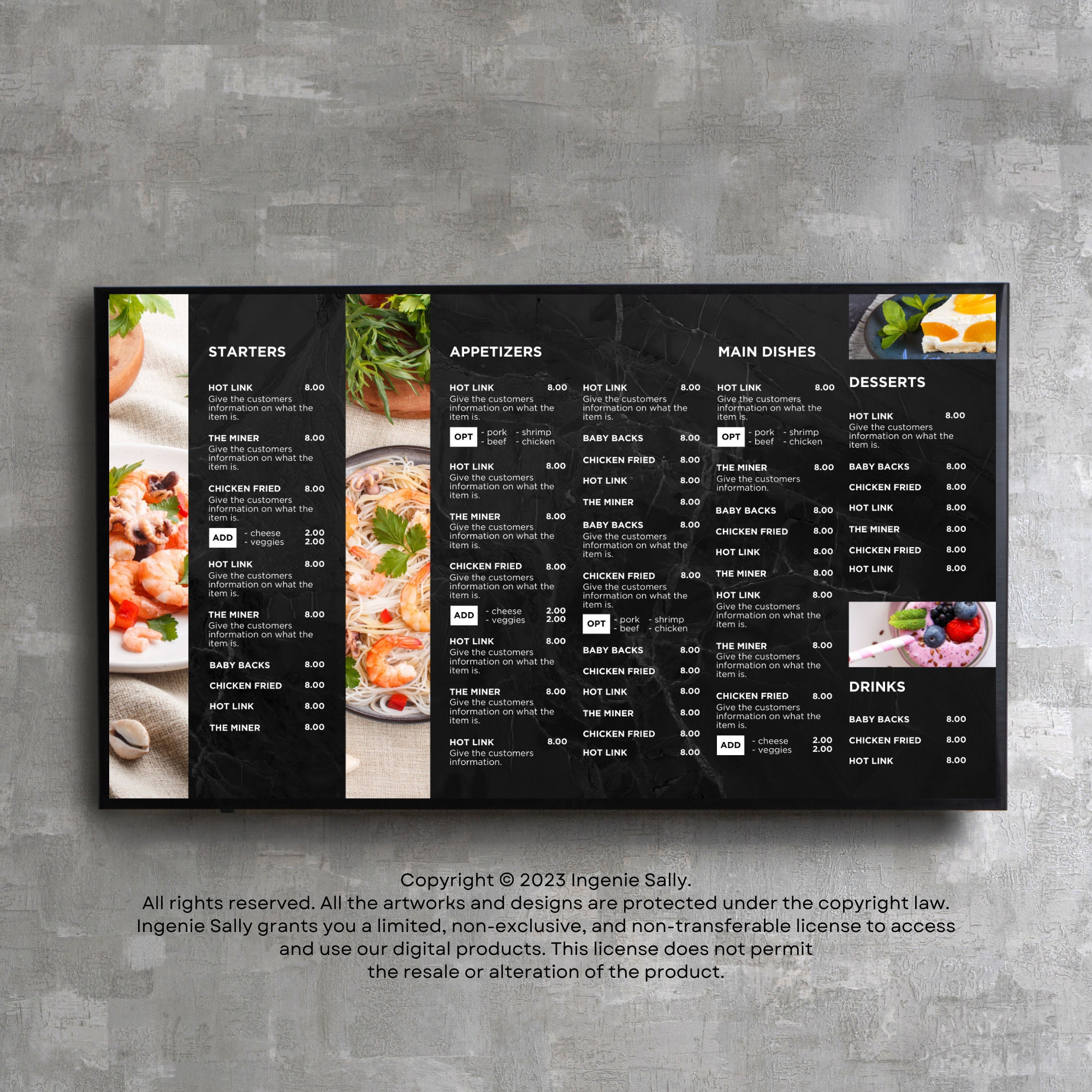 DIY Static TV Editable Digital Menu Board Screen Canva Template for ...