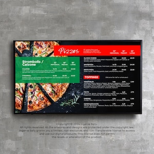 Bundle DIY Pizza Static TV Editable Digital Menu Board Screen Takeout ...