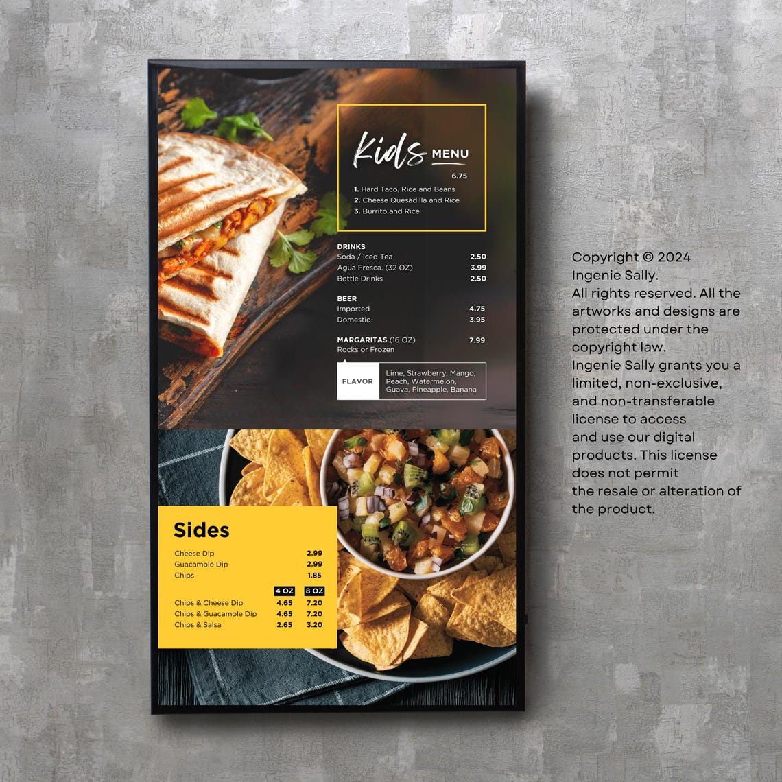 DIY Mexican Static TV Editable Digital Menu Board Screen Canva Template ...