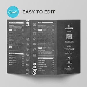 Trifold Takeout to Go Brochure Menu Template for Restaurant Pizza ...