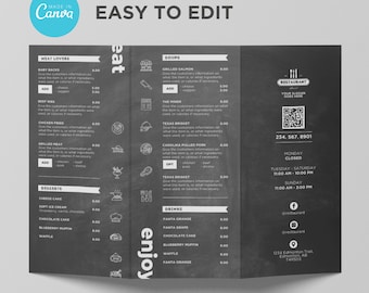 Trifold Takeout to Go Brochure Menu Template for Restaurant Pizza ...