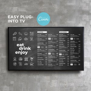 Bundle DIY TV Digital Menu Board Screen Takeout Template for Restaurant ...