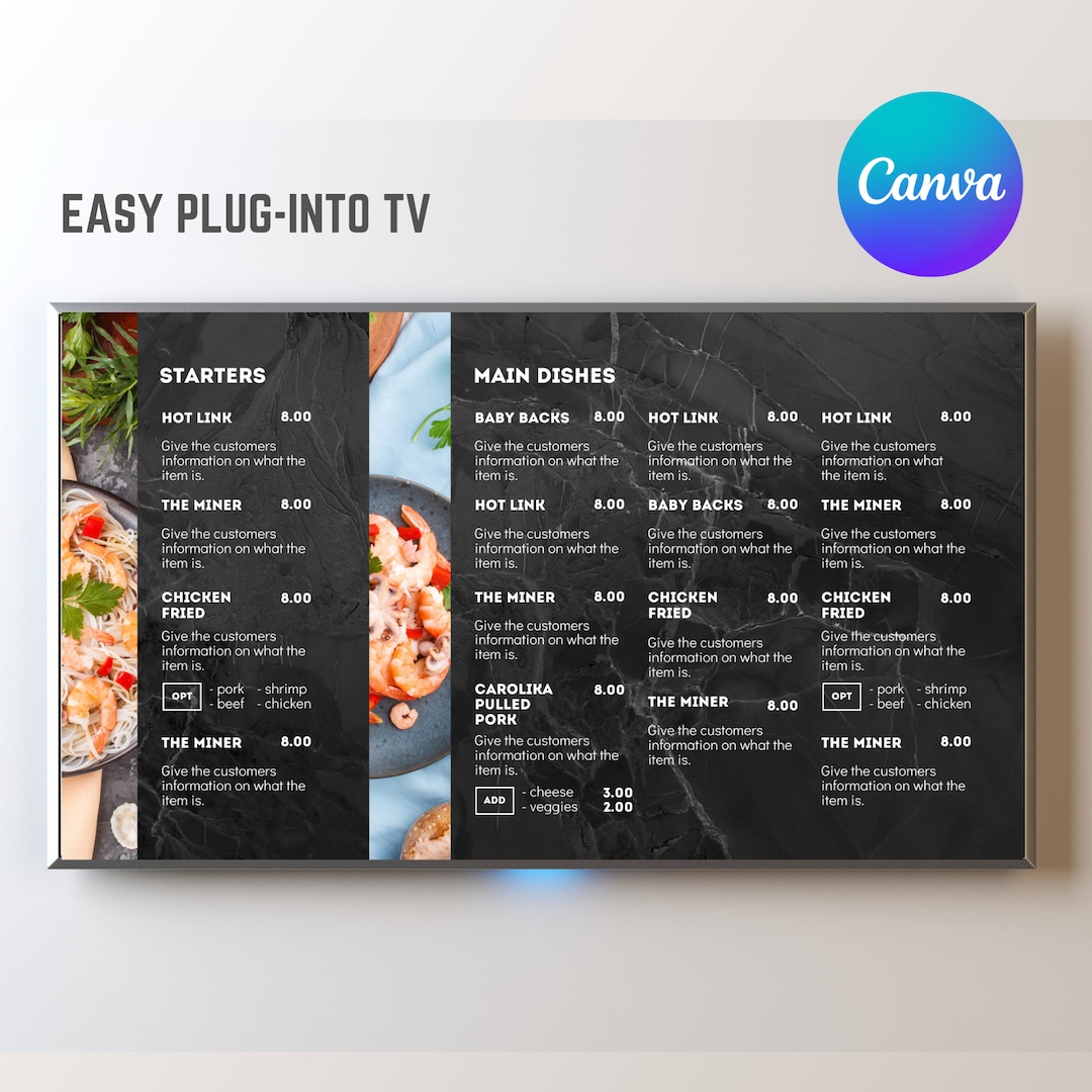 DIY Static TV Menu Board Template Digital Menu Board Template Menu ...