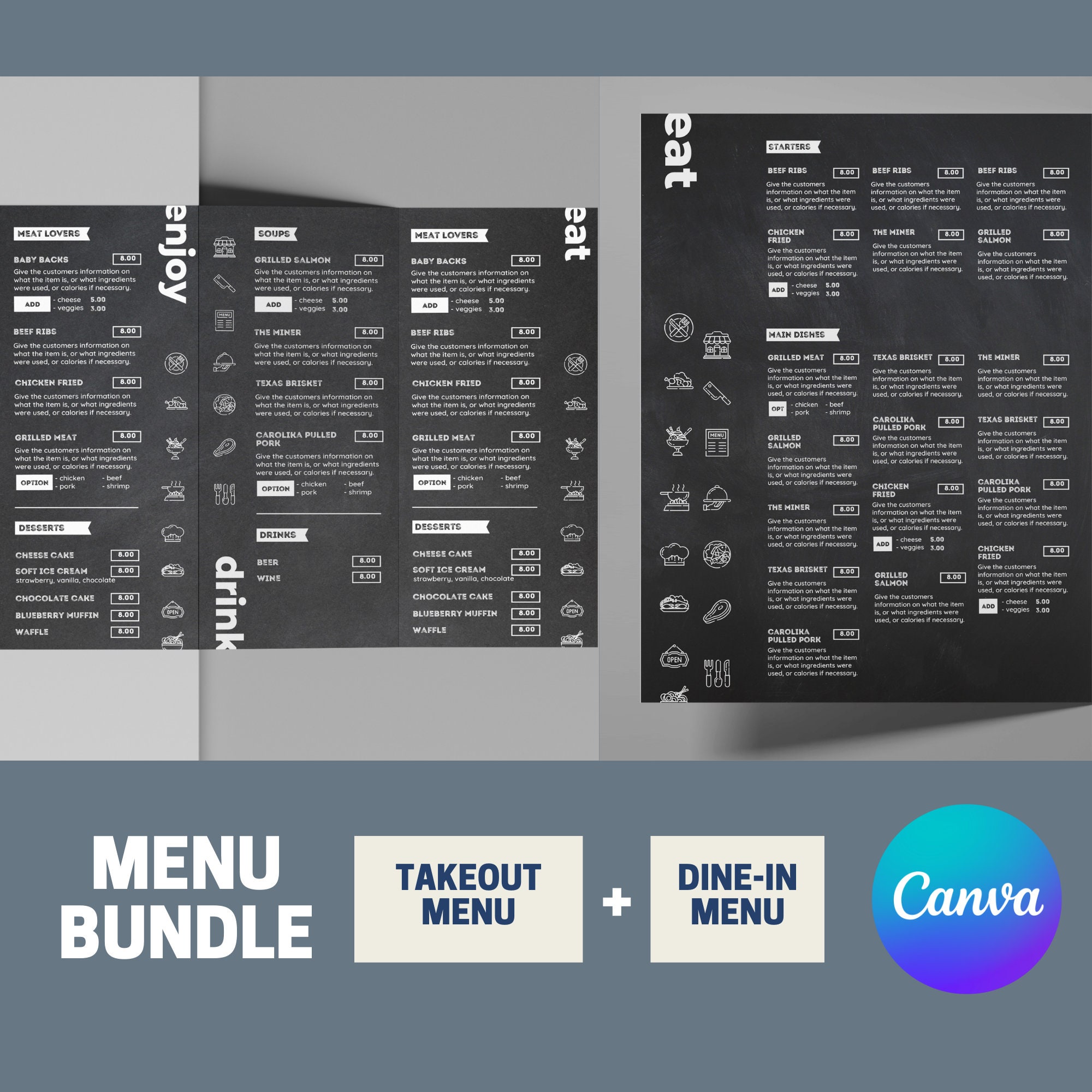 DIY Food Menu Template Restaurant Menu Template Food Menu - Etsy