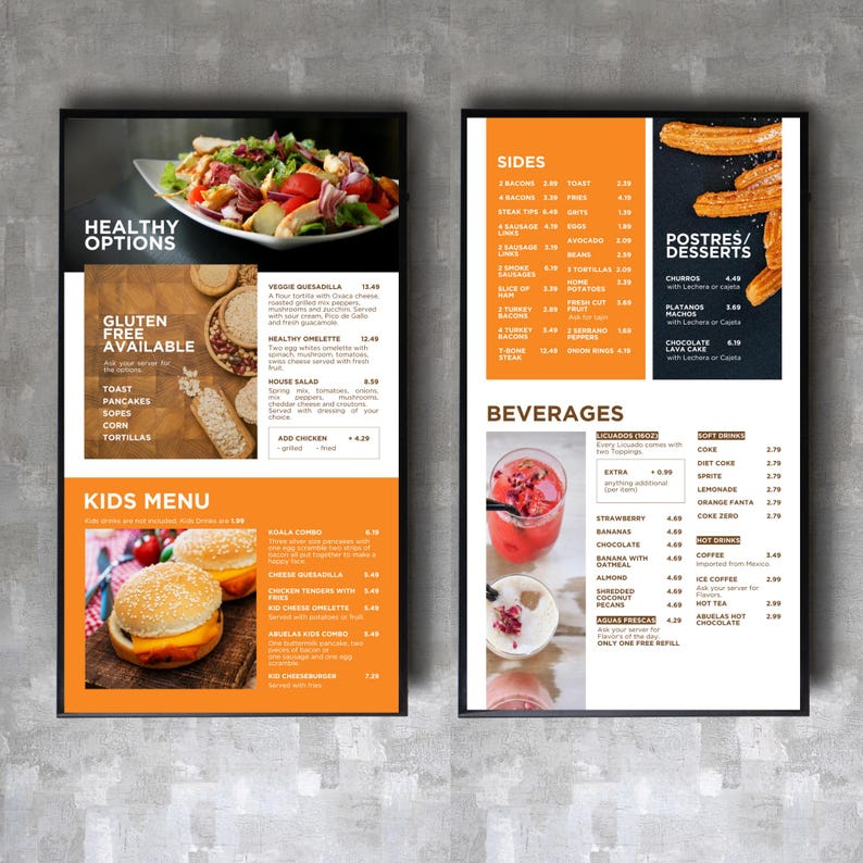 DIY Static TV Editable Digital Menu Board Screen Canva Template for ...