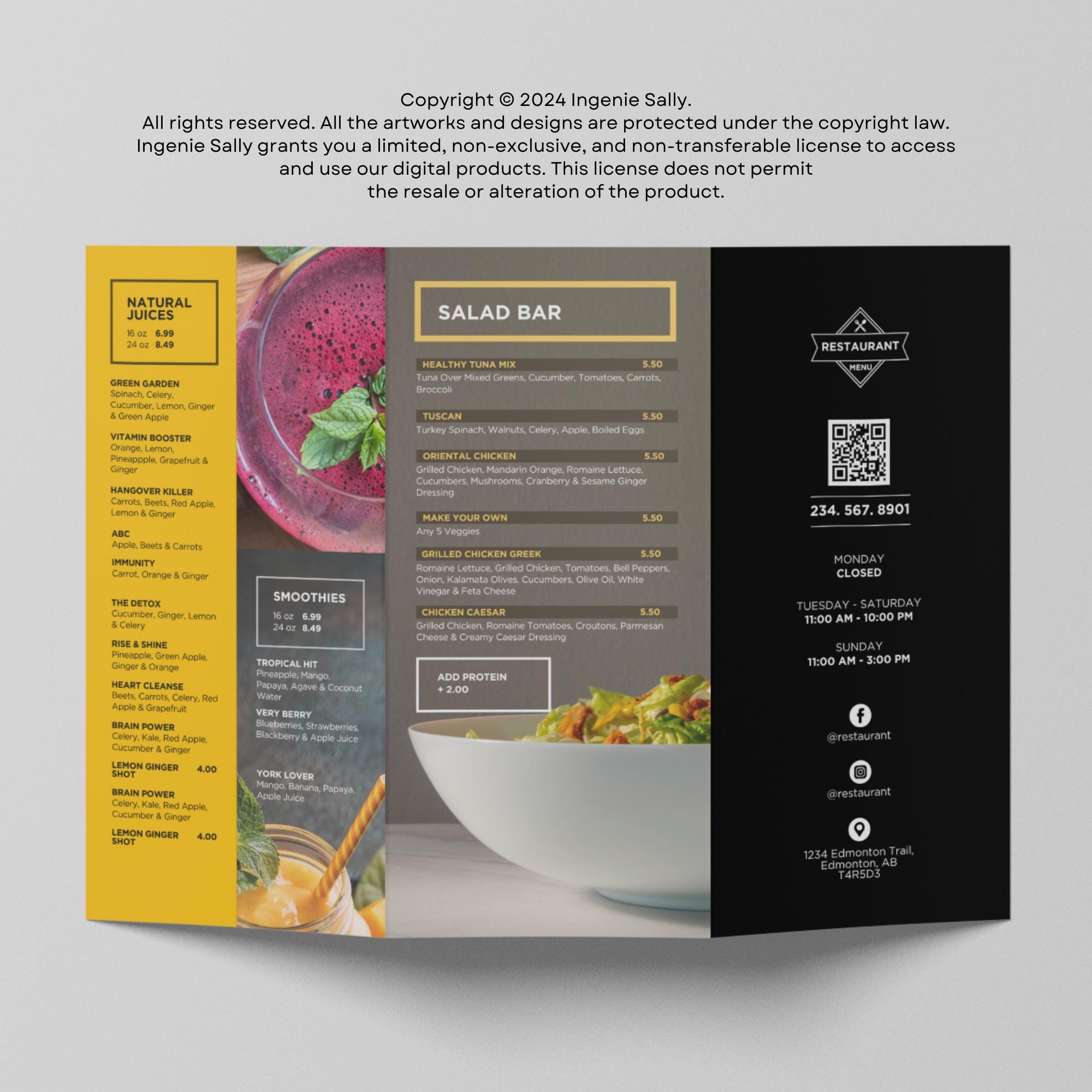 Trifold Takeout to Go Brochure Menu Template for Restaurant Pizza ...