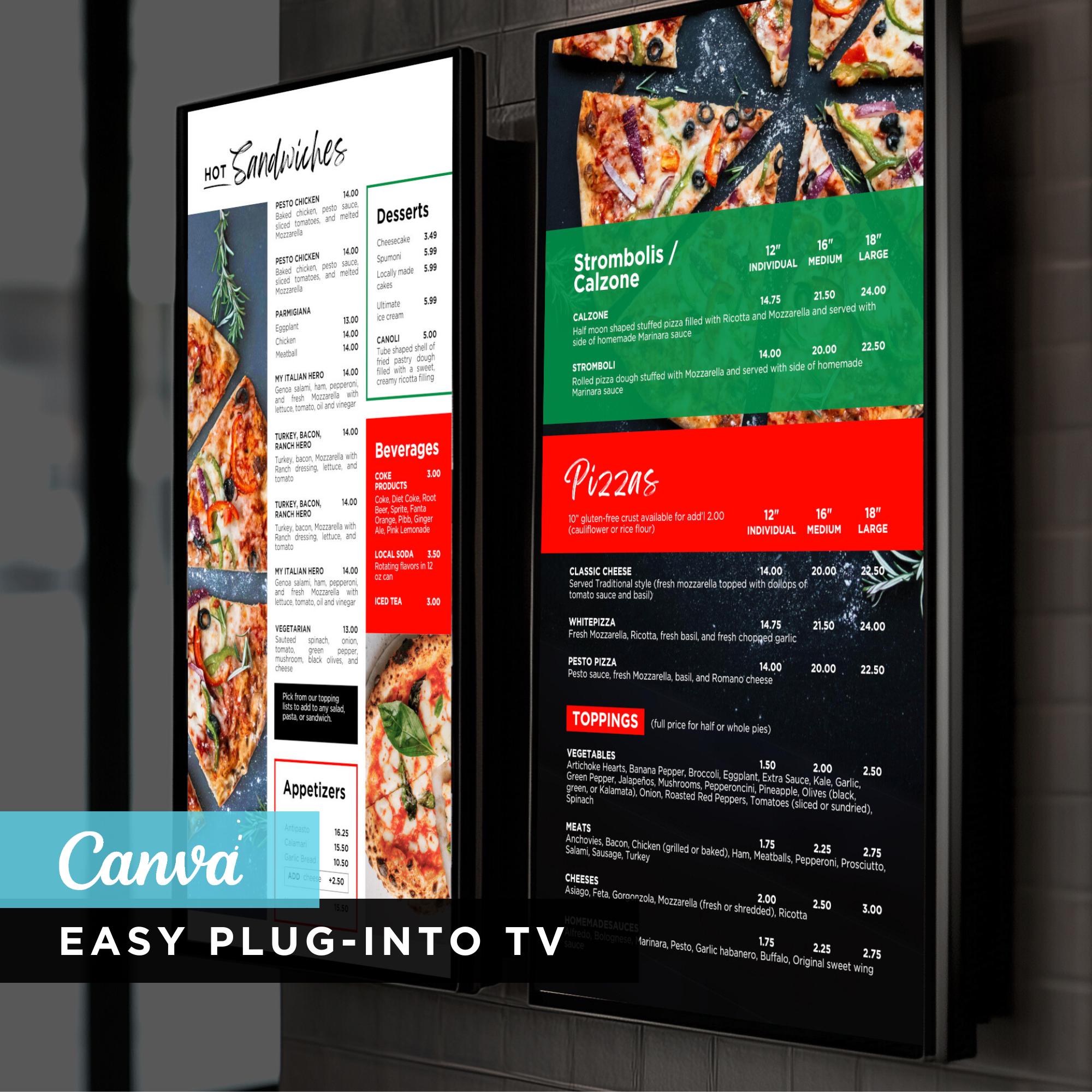 DIY Static TV Editable Digital Menu Board Screen Canva Template for ...
