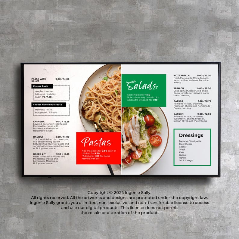 DIY Static TV Editable Digital Menu Board Screen Canva Template for ...