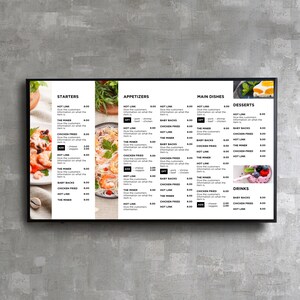DIY Static TV Editable Digital Menu Board Screen Canva Template for ...