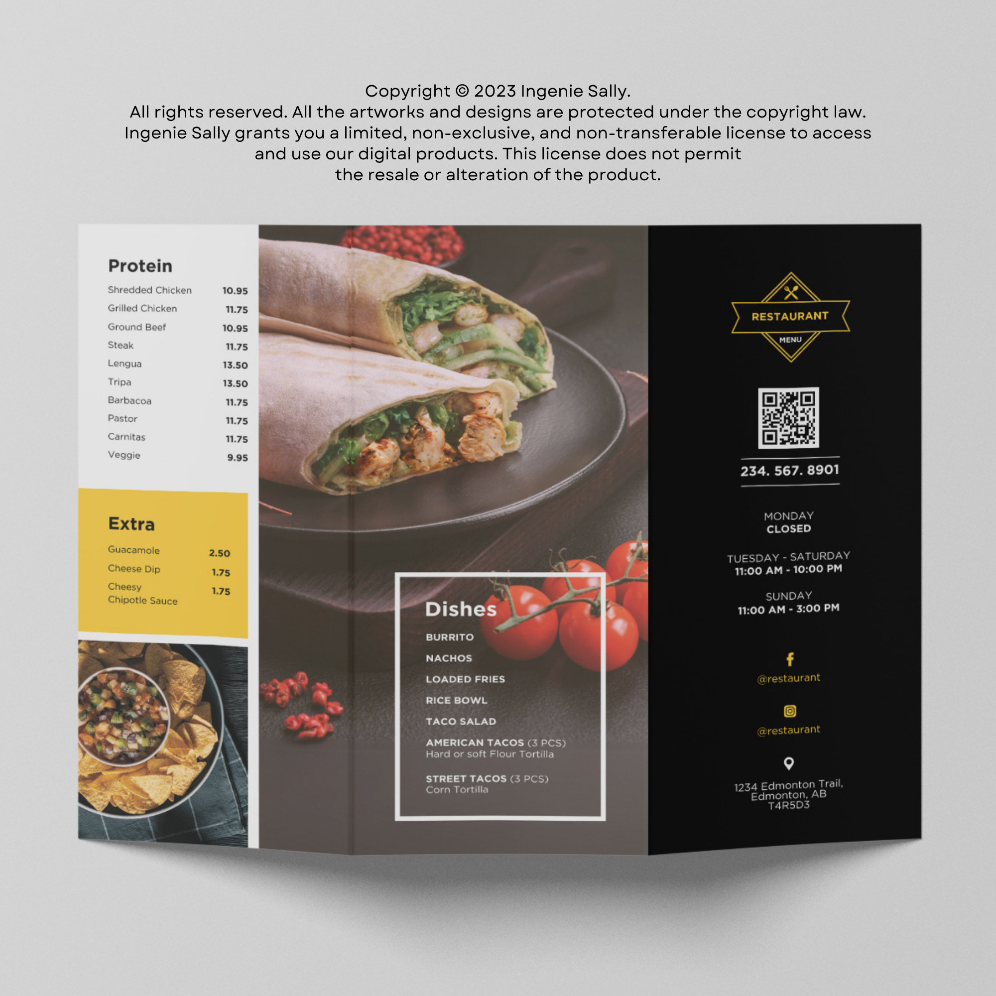 Mexican Trifold Takeout to Go Brochure Menu Template for Restaurant ...