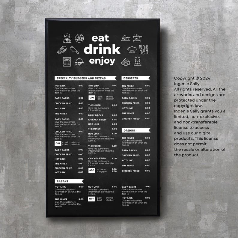 Bundle DIY TV Digital Menu Board Screen Takeout Template for Restaurant ...