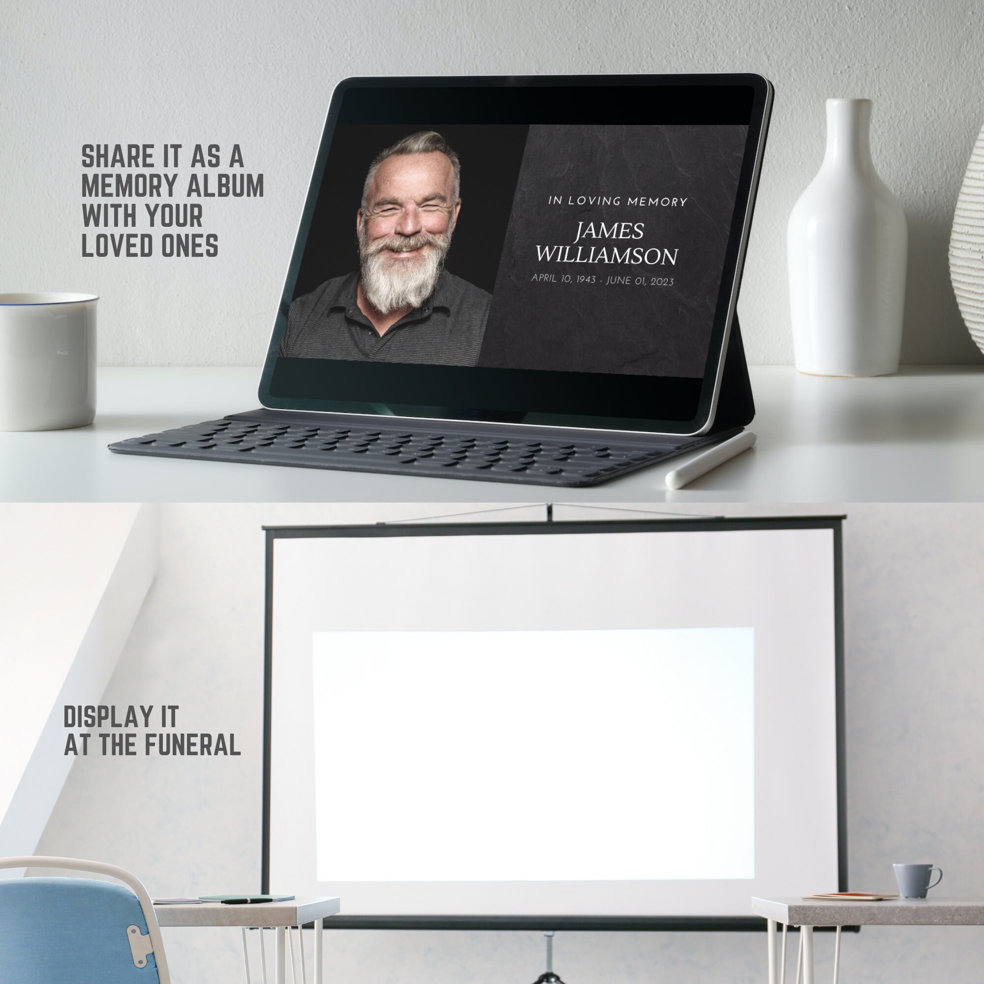 Funeral Slideshow Presentation Template With Music Photo Collage Slide ...