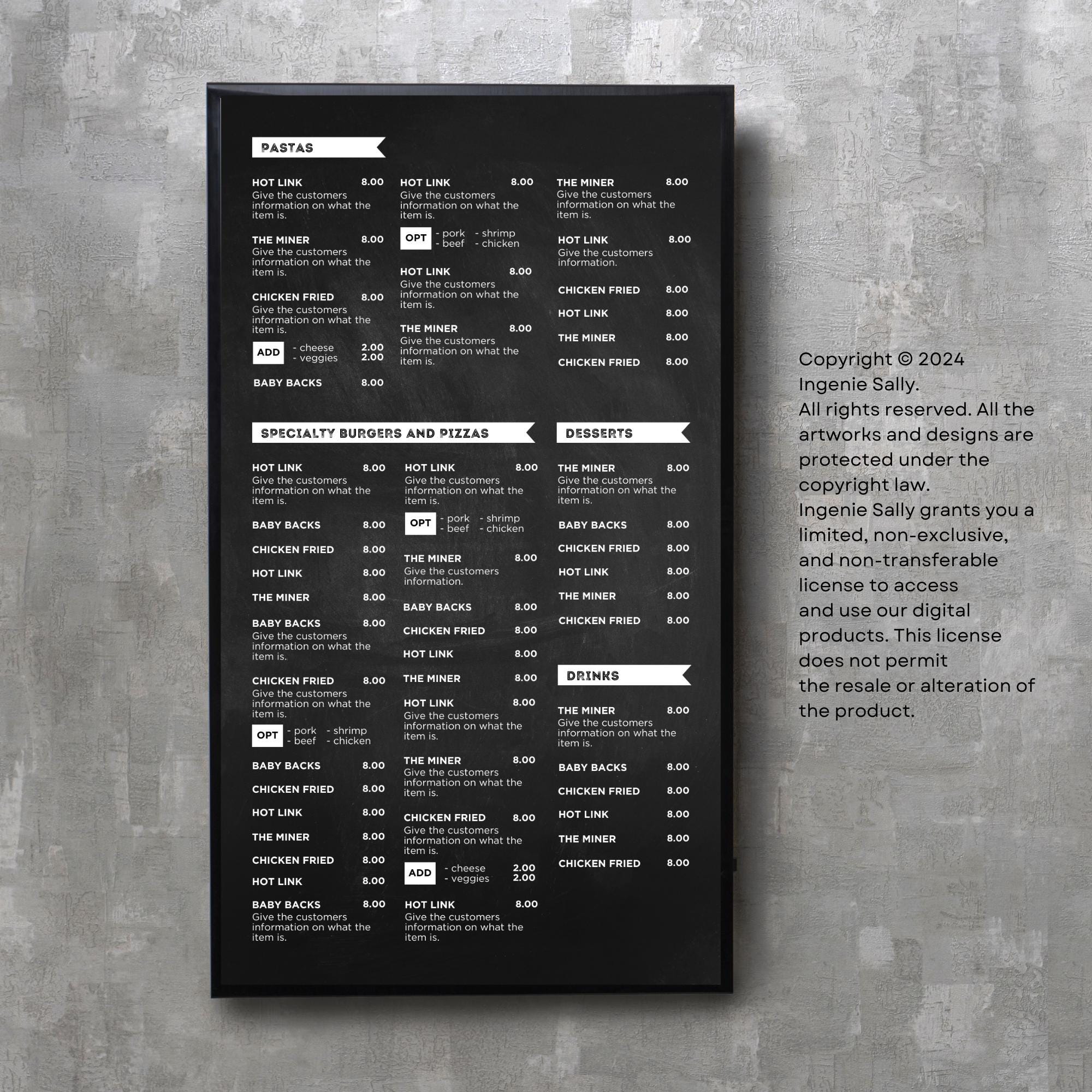 DIY Static TV Editable Digital Menu Board Screen Canva Template for ...
