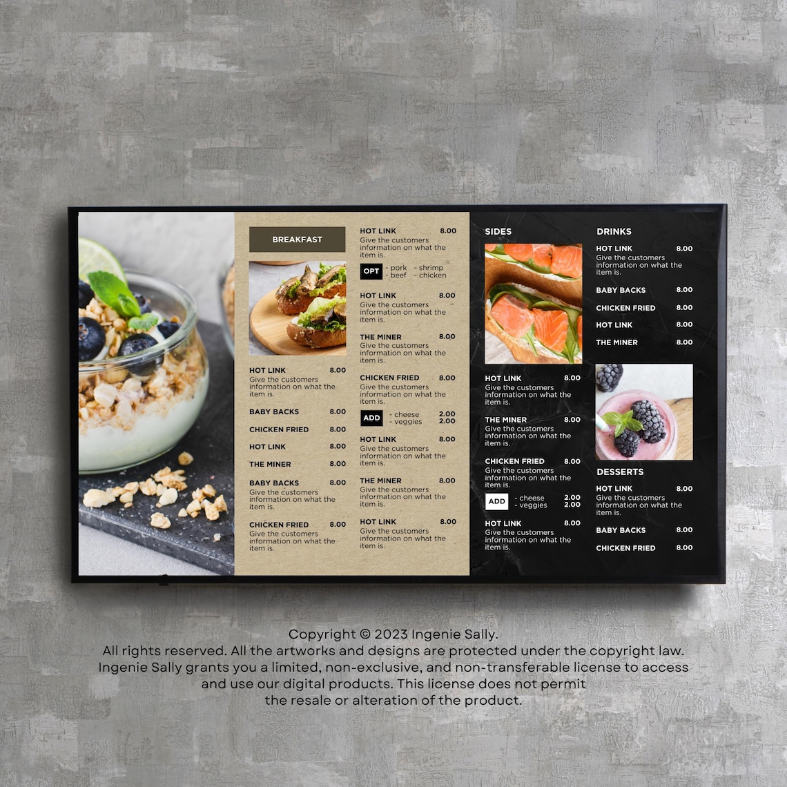 DIY Static TV Editable Digital Menu Board Screen Canva Template for ...