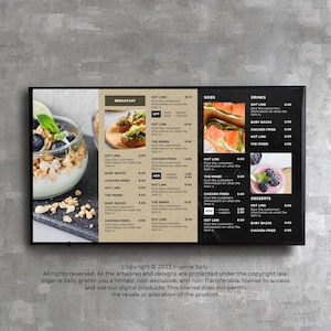 DIY Static TV Editable Digital Menu Board Screen Canva Template for ...