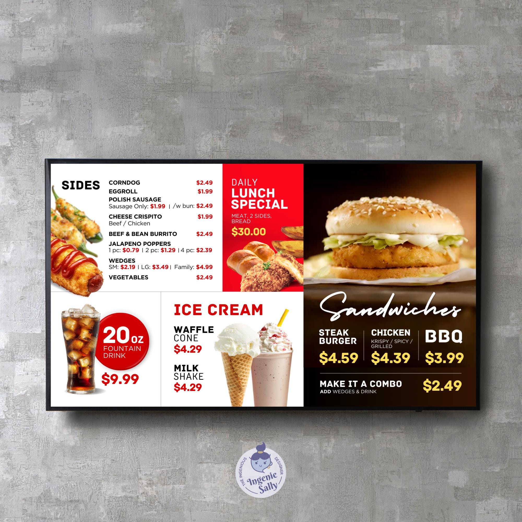 Custom Order Animated Digital TV Editable Canva Menu Board Screen for ...