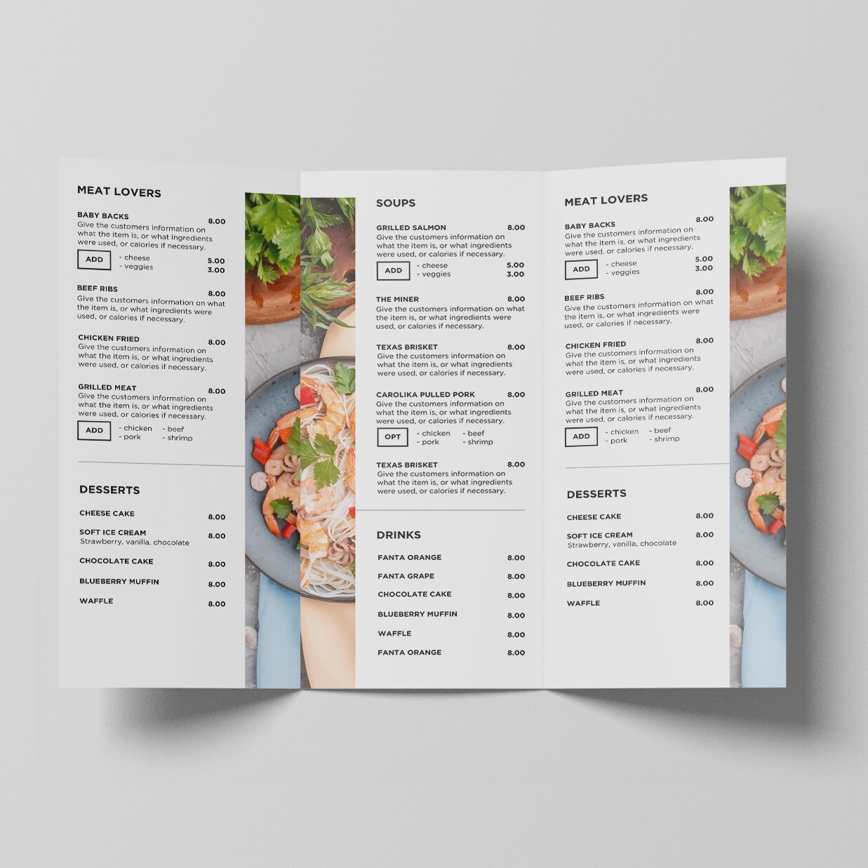 Trifold Takeout to Go Brochure Menu Template for Restaurant Pizza ...
