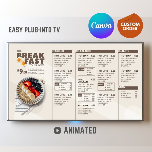 Animated Menu Board - Etsy