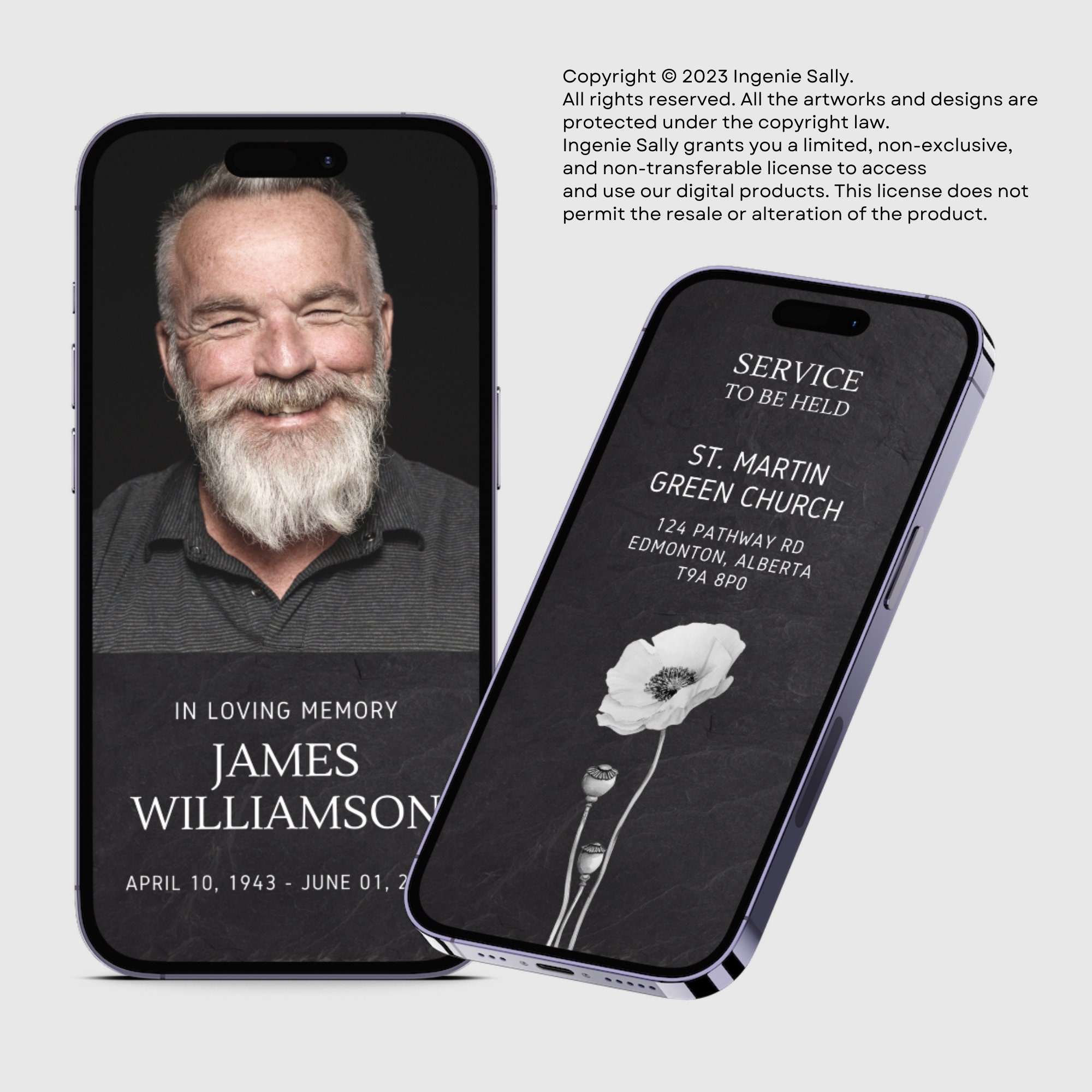 Animated Funeral Announcement Digital Card Template Video Invitation ...
