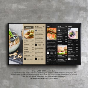 DIY Static TV Editable Digital Menu Board Screen Canva Template for ...