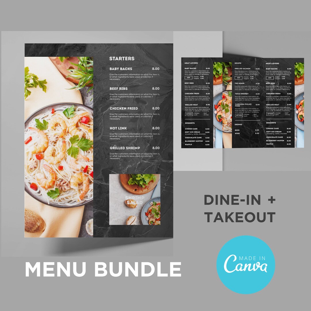 DIY Food Menu Template Restaurant Menu Template Food Menu - Etsy