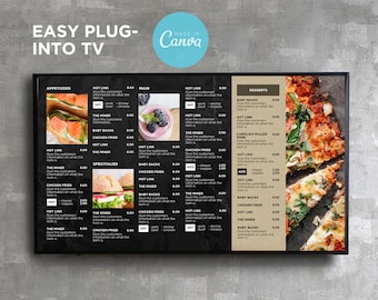 DIY Static TV Editable Digital Menu Board Screen Canva Template for ...