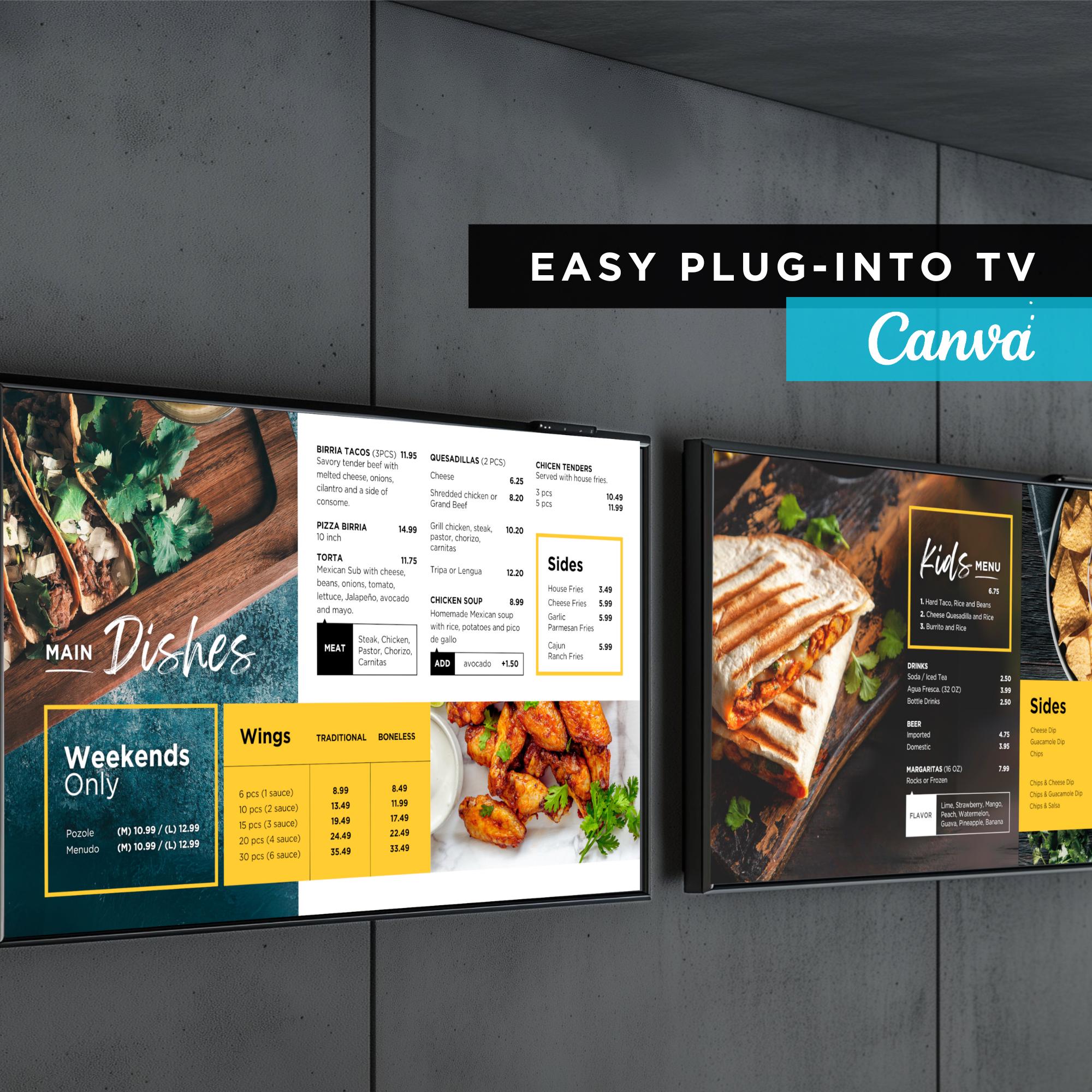 DIY Mexican Static TV Editable Digital Menu Board Screen Canva Template ...
