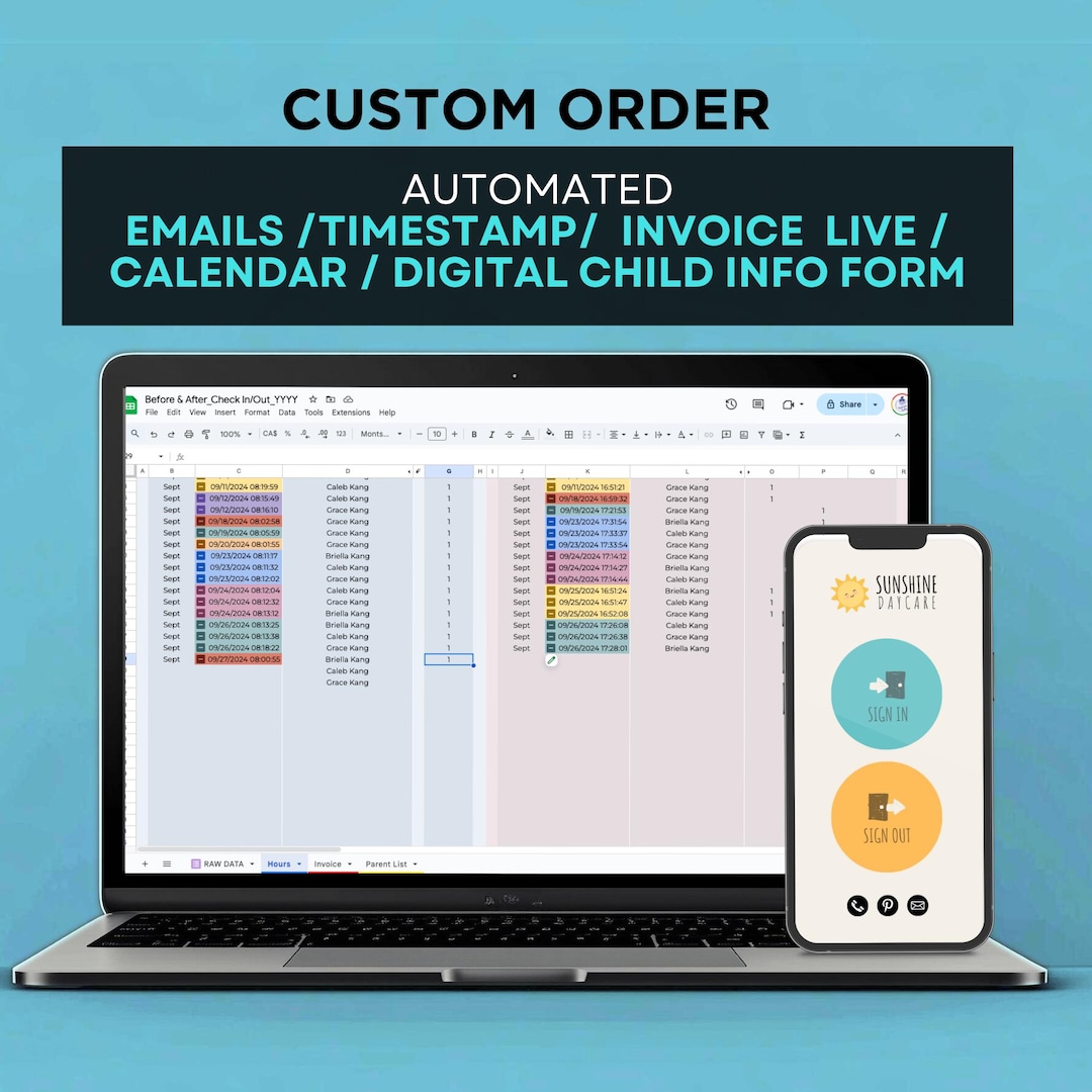 Before After School Starter Kit Digital Sign in Out Timesheet Automated ...