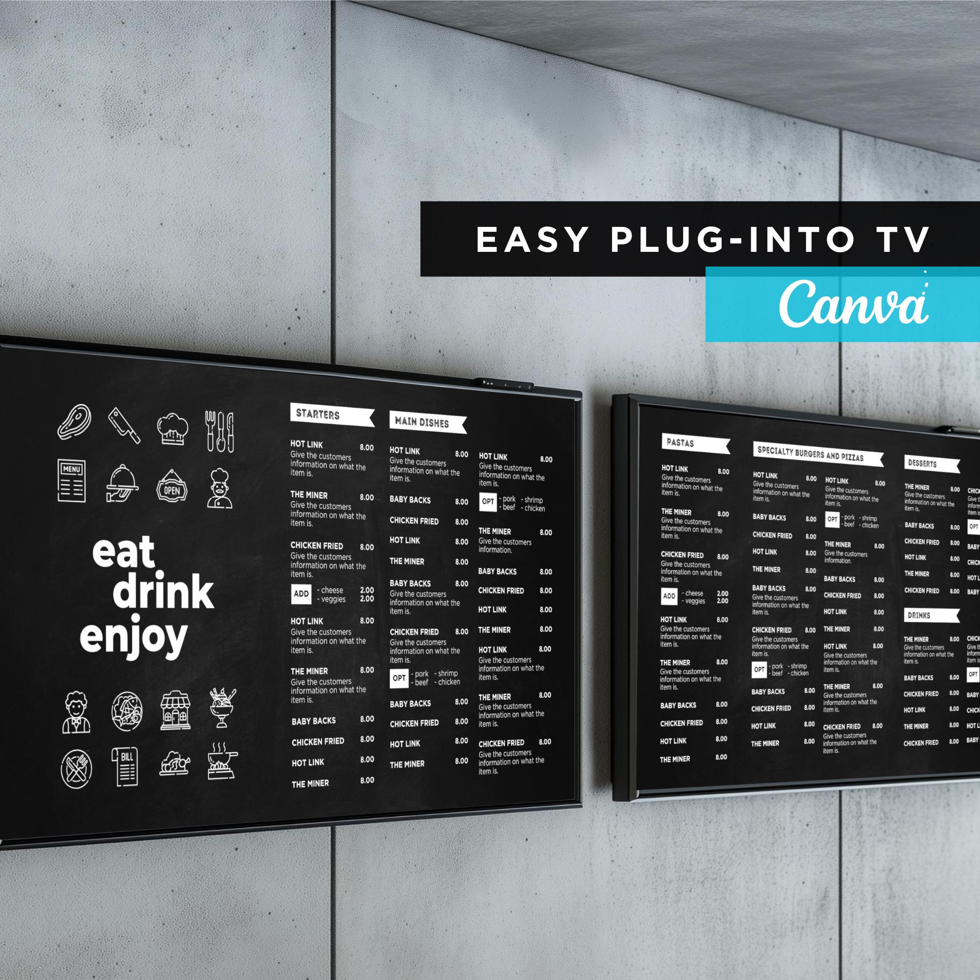 DIY Static TV Editable Digital Menu Board Screen Canva Template for ...