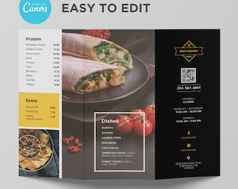 Trifold Takeout to Go Brochure Menu Template for Restaurant Pizza ...