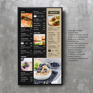 DIY Static TV Editable Digital Menu Board Screen Canva Template for ...