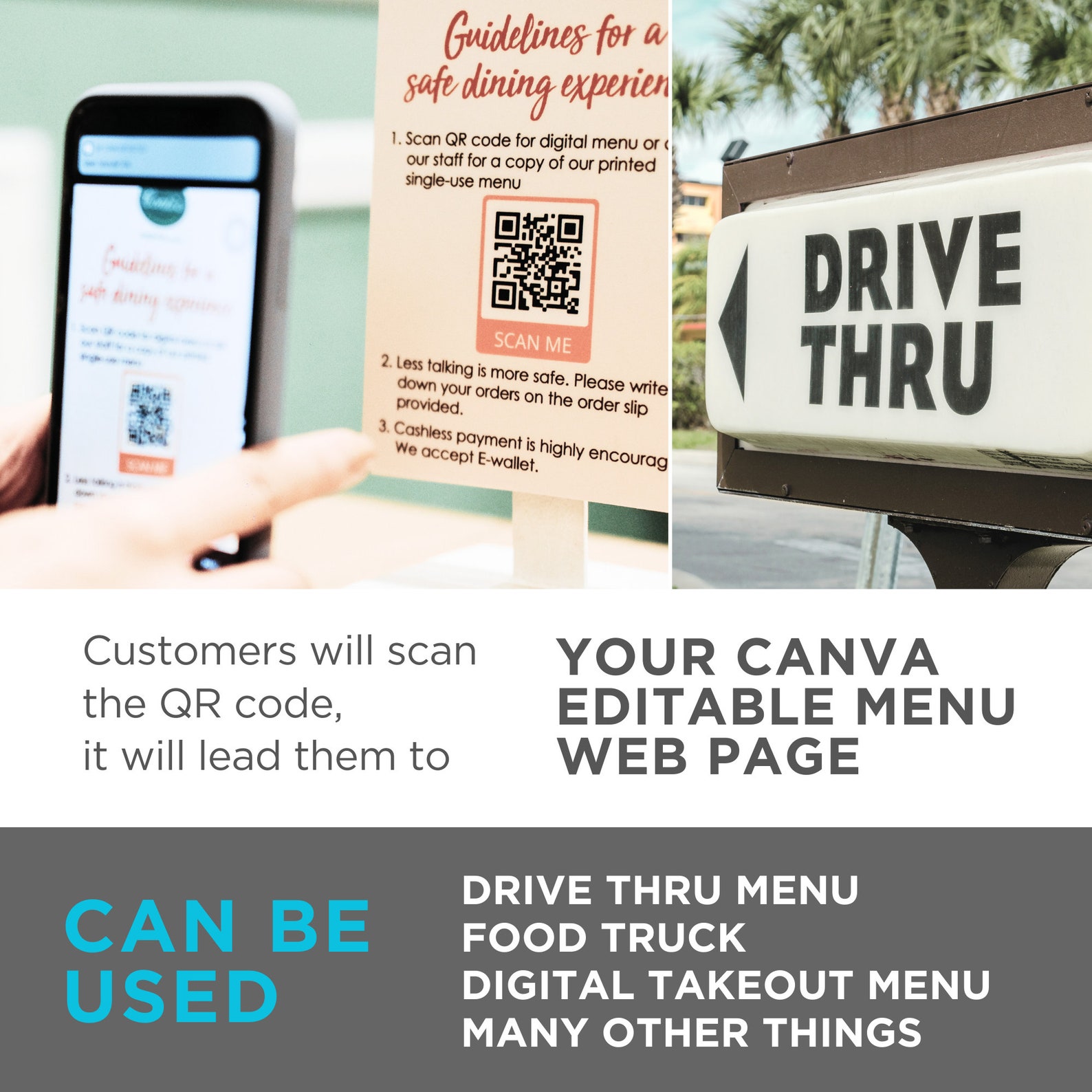 Mobile QR Code Menu Website for Restaurant Pizza Burger Cafe Breakfast ...