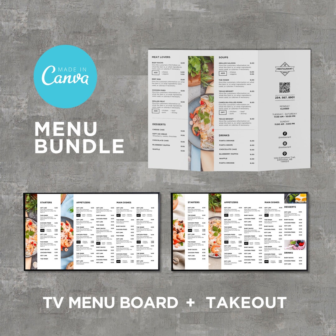 DIY TV Digital Menu Board Screen Takeout Template for Restaurant Pizza ...