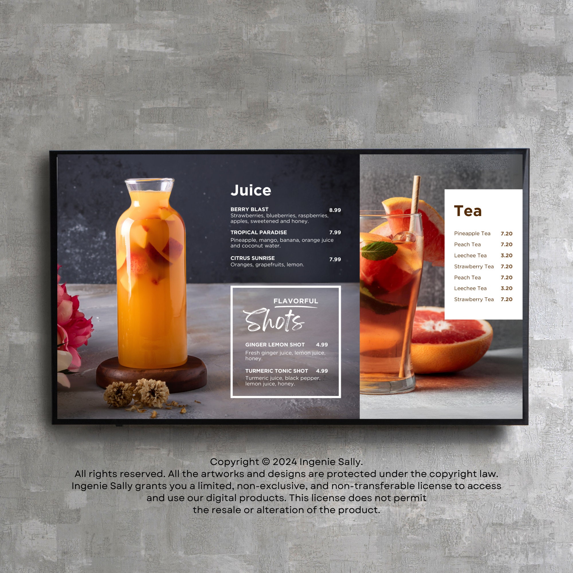 DIY Static TV Editable Digital Menu Board Screen Canva Template for ...