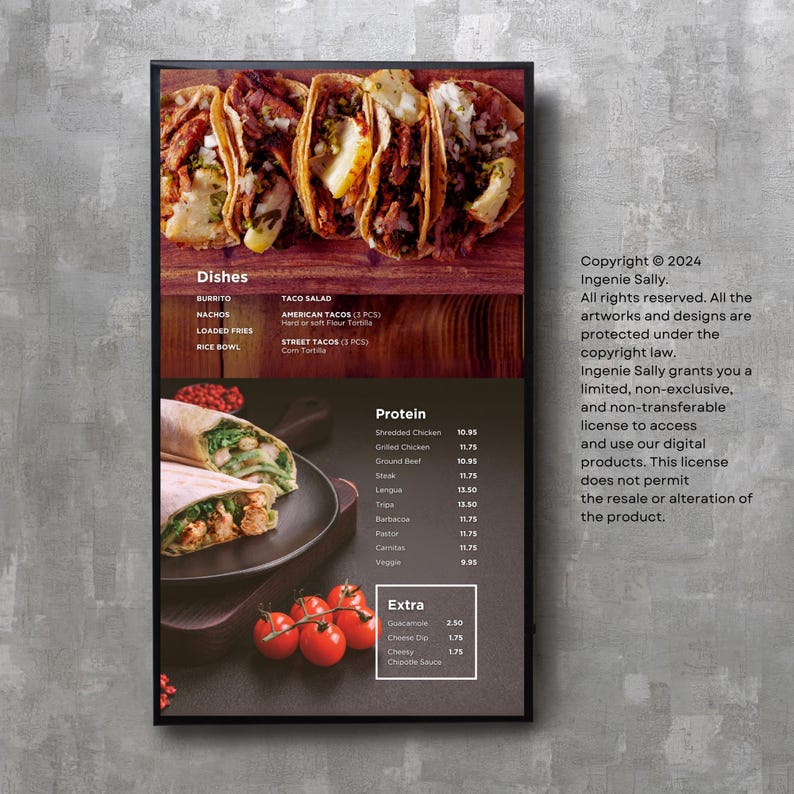 Bundle DIY Mexican Static TV Editable Digital Menu Board Screen Takeout ...