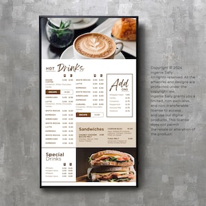 DIY Static TV Editable Digital Menu Board Screen Canva Template for ...