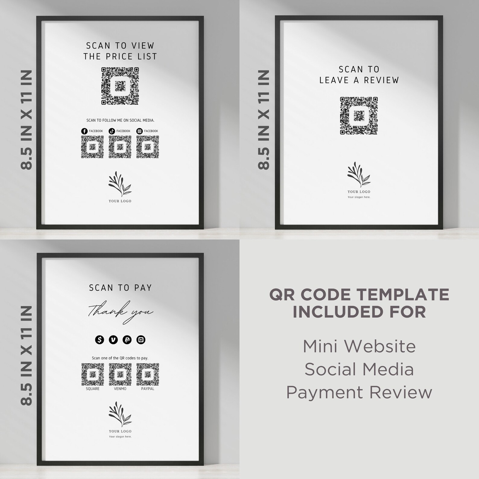 Digital QR Code Price List Template for Nail Lash Brow Spa - Etsy