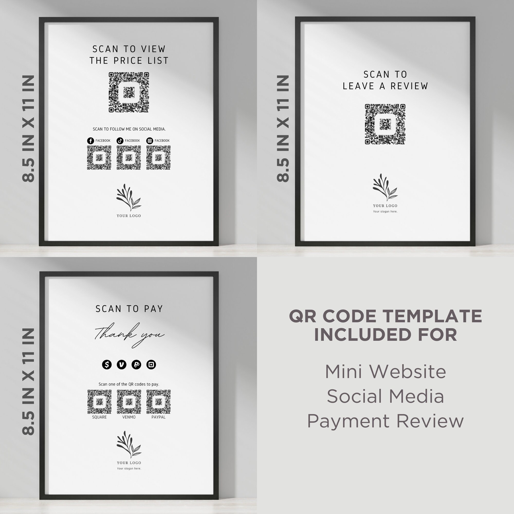 Digital QR Code Price List Template for Nail Lash Brow Spa - Etsy