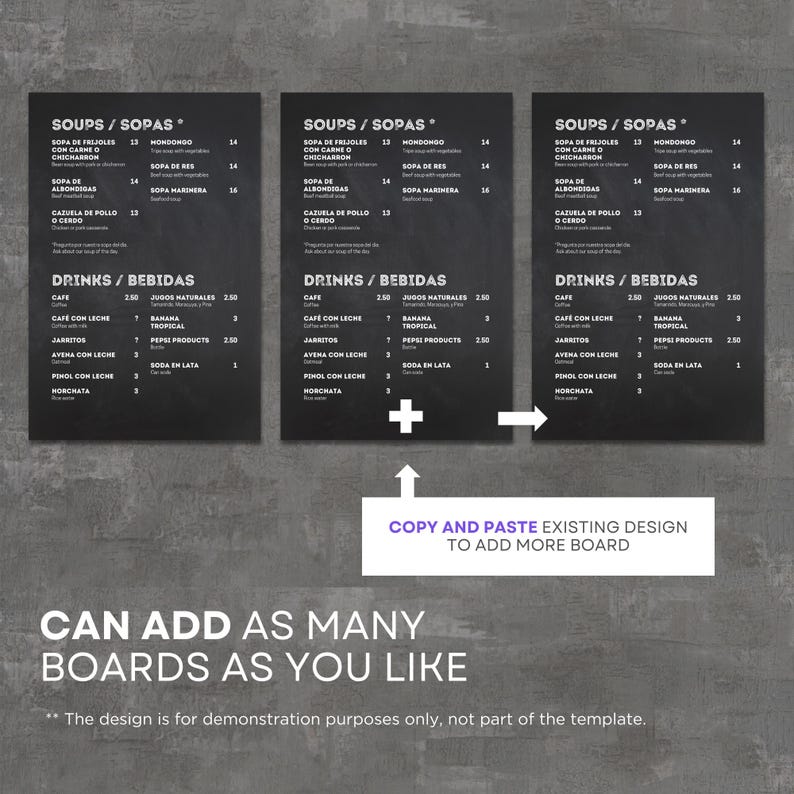 DIY Static TV Editable Digital Menu Board Screen Canva Template for ...