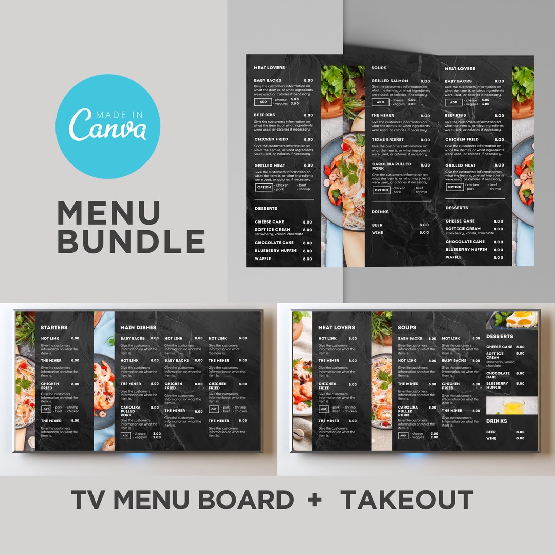 DIY TV Digital Menu Board Screen Takeout Template for Restaurant Pizza ...