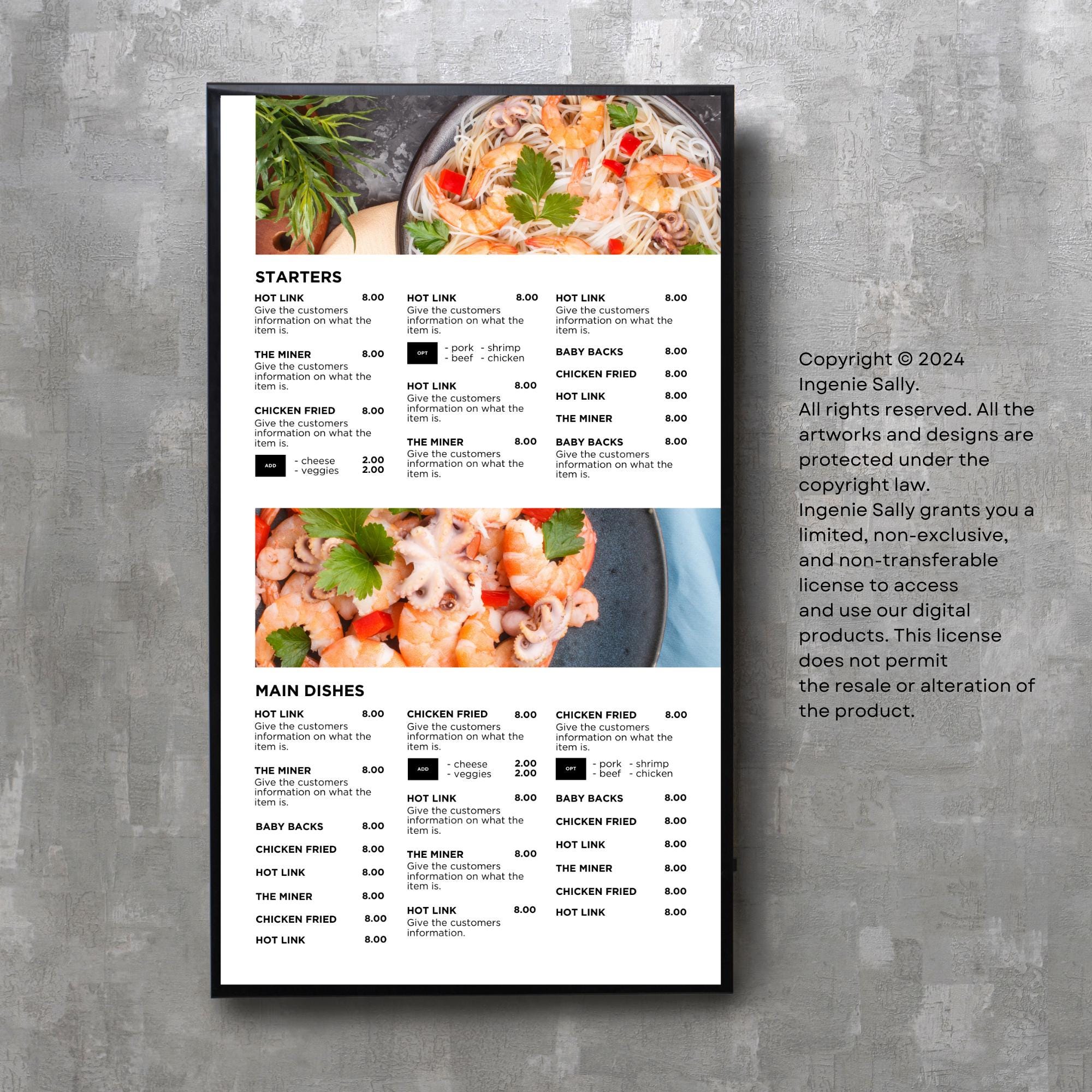 DIY Static TV Editable Digital Menu Board Screen Canva Template for ...