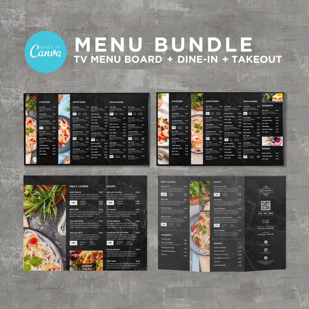 DIY TV Digital Menu Board Screen Takeout Template for Restaurant Pizza ...