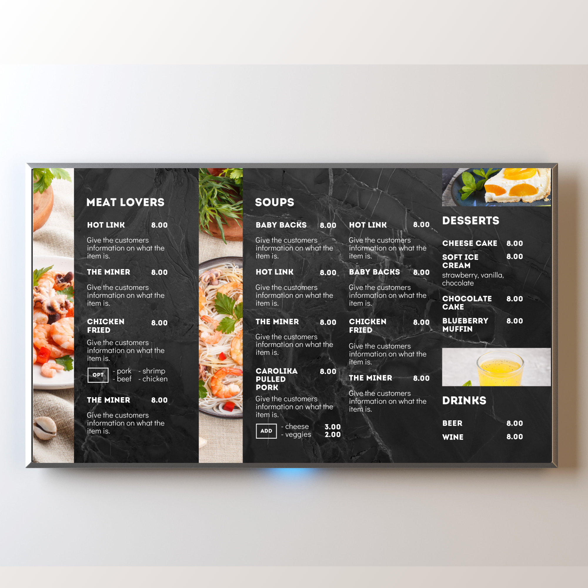 DIY Static TV Editable Digital Menu Board Screen Canva Template for ...