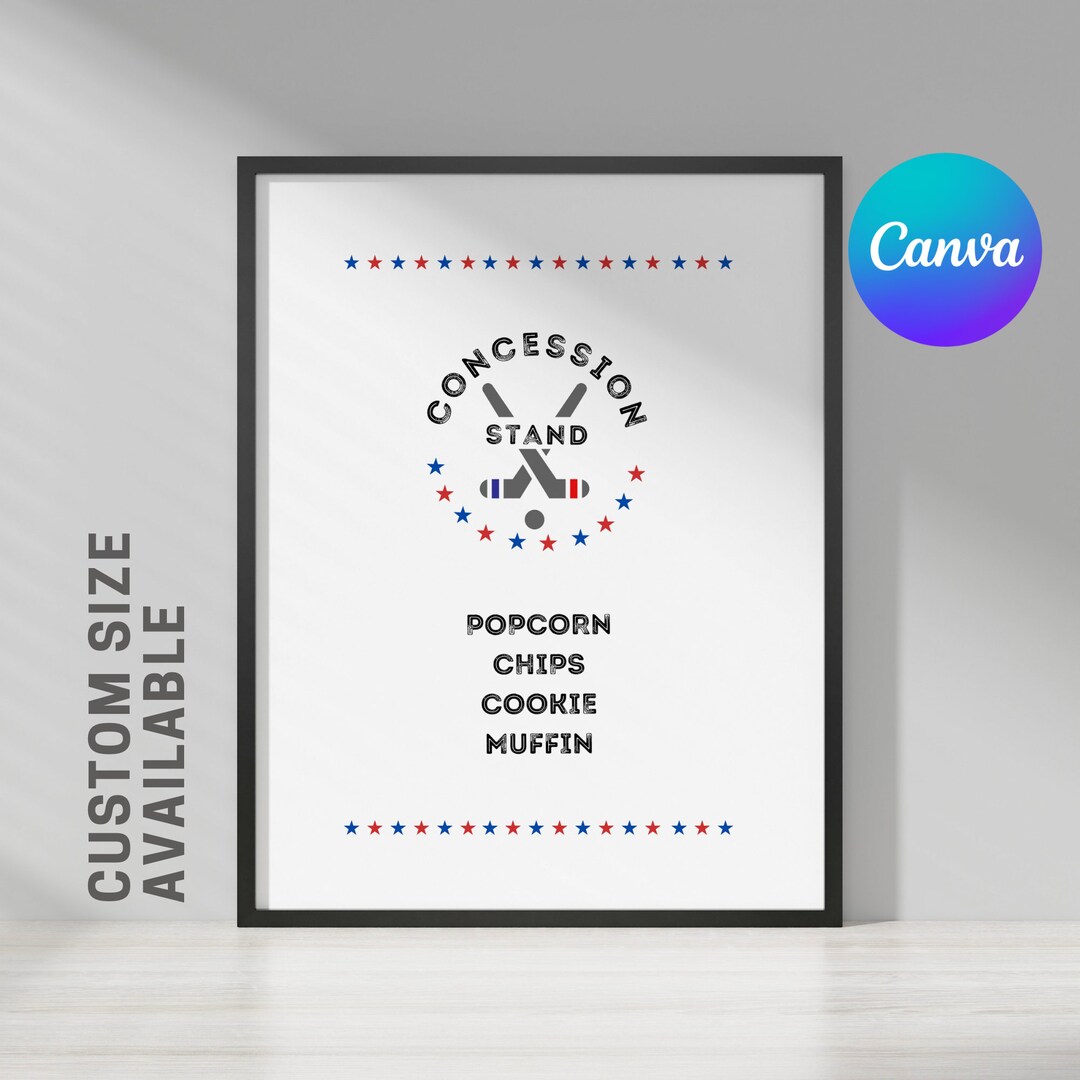 Concession Stand Menu Sign Template for Fast Food Pizza Burger Sandwich ...
