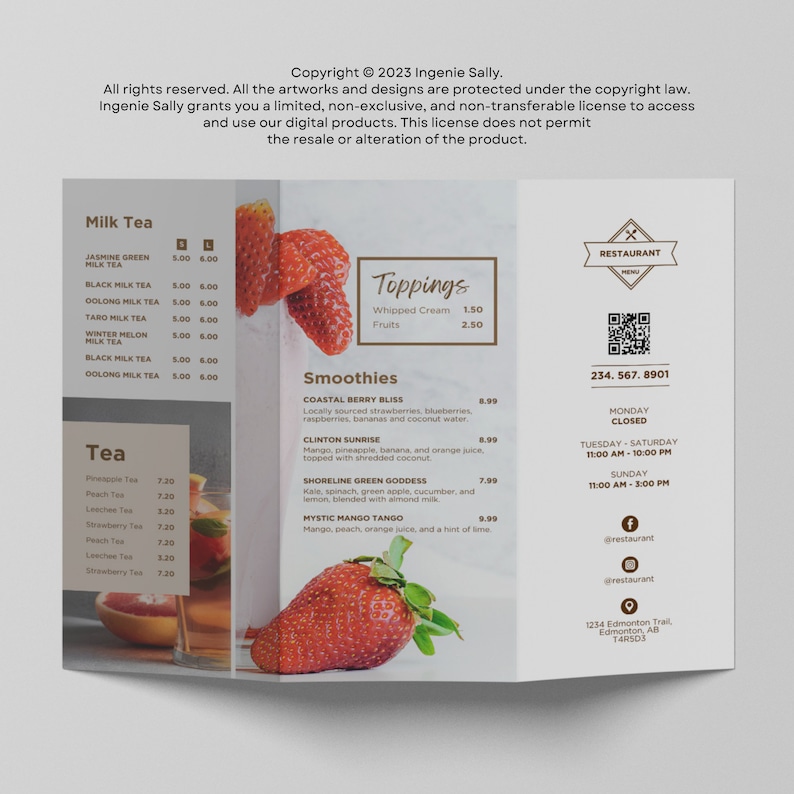 Drink Trifold Takeout to Go Brochure Menu Template for Restaurant ...