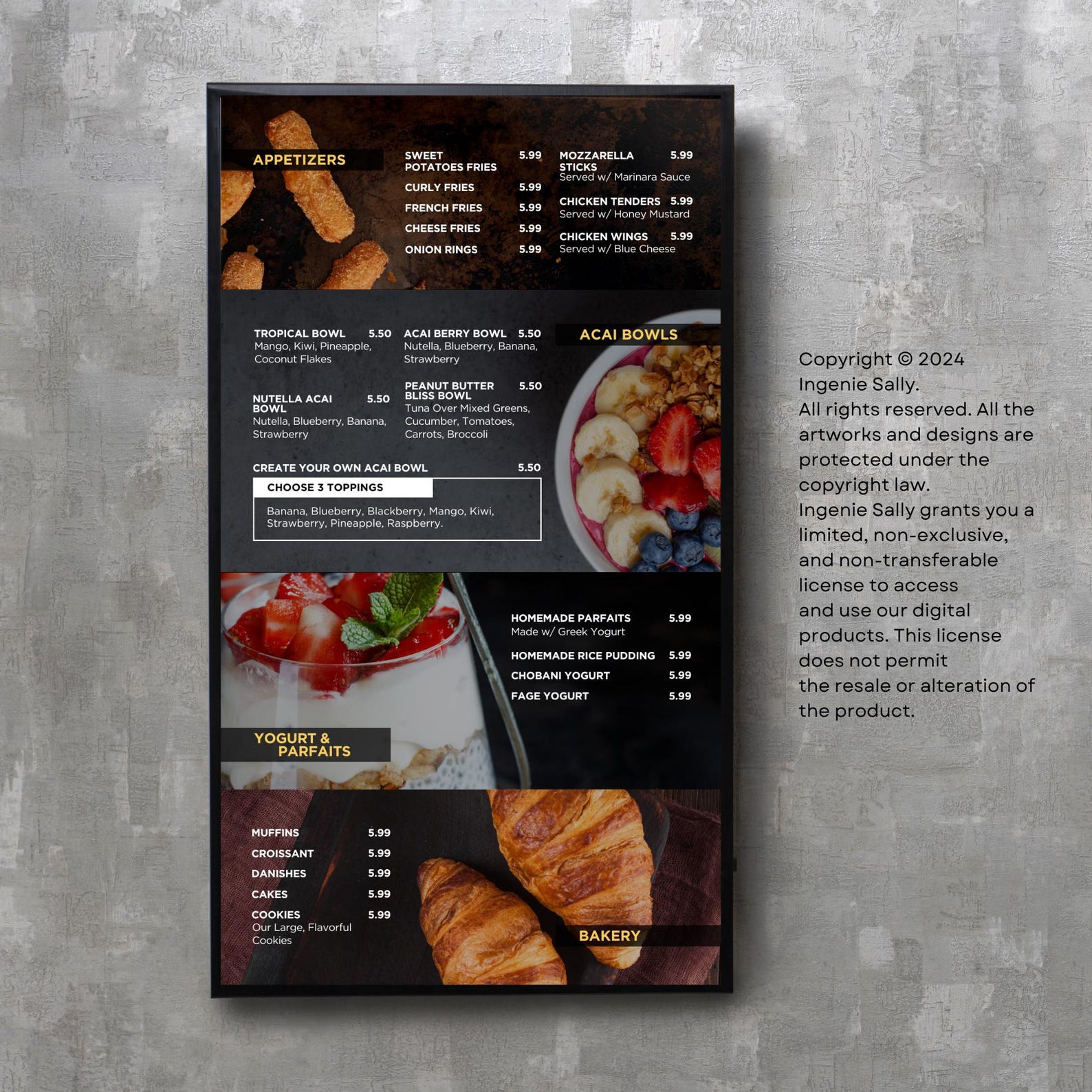 DIY Static TV Editable Digital Menu Board Screen Canva Template for ...