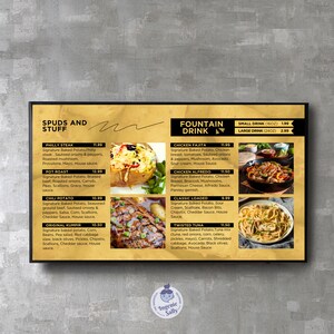 4 - Custom Order Static Digital TV, LED Backlit, Editable Canva Menu ...