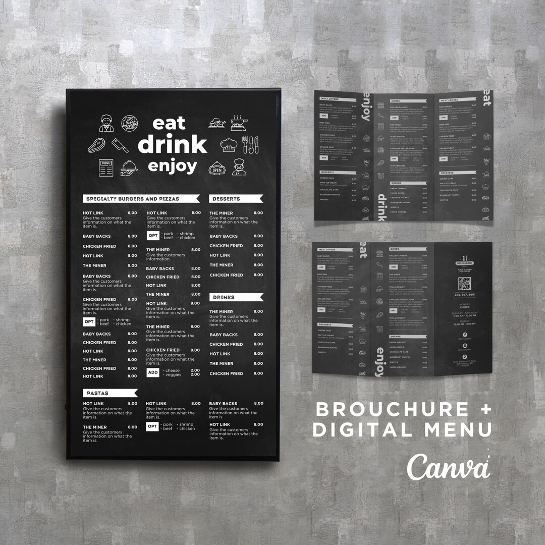 Bundle DIY TV Digital Menu Board Screen Takeout Template for Restaurant ...